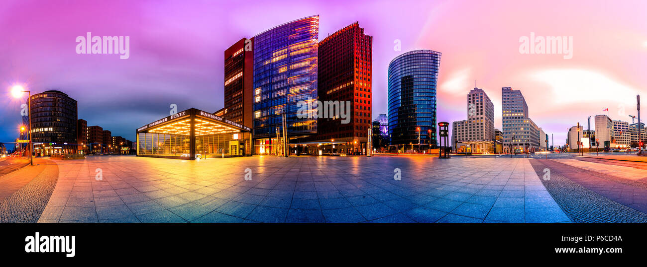 Skyline of the financial district at the Potsdammer Platz in Berlin ...