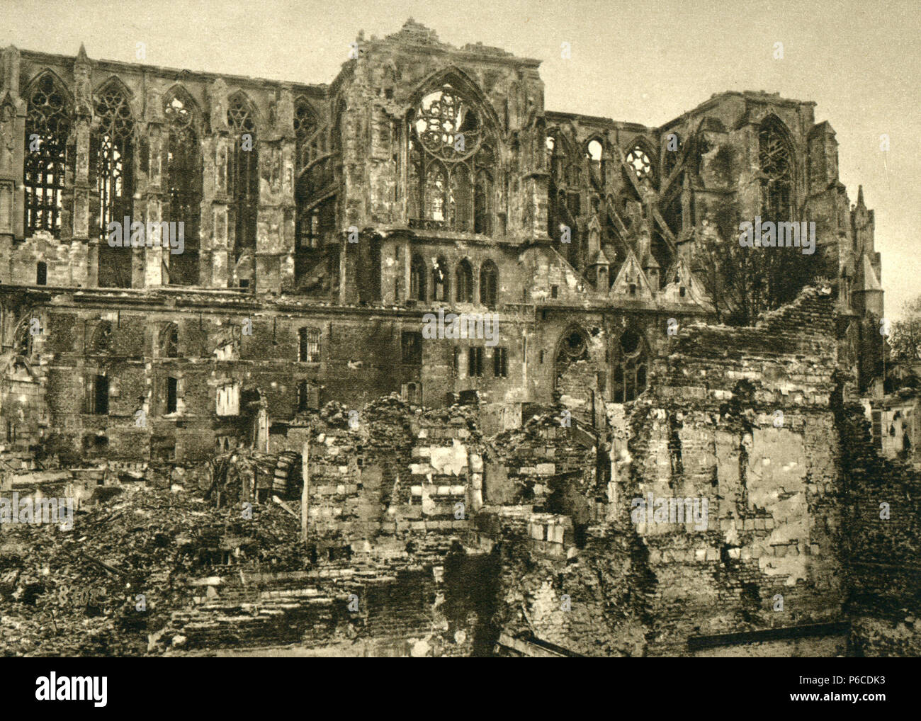 cathedral, world war i, saint-quentin, ww1, wwi, world war one Stock ...