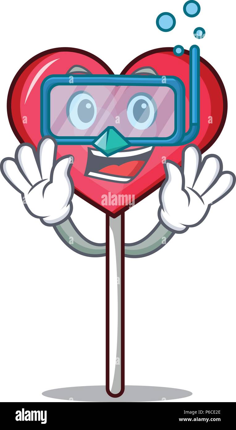 Diving heart lollipop character cartoon Stock Vector Image & Art - Alamy