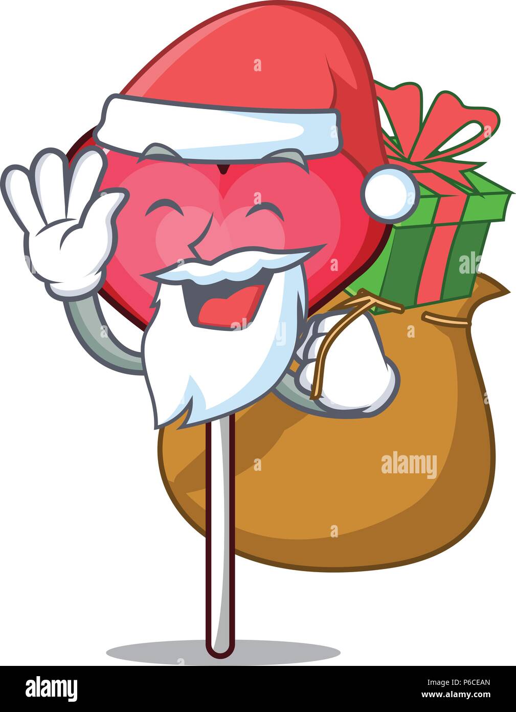 Santa with gift heart lollipop mascot cartoon Stock Vector Image & Art ...