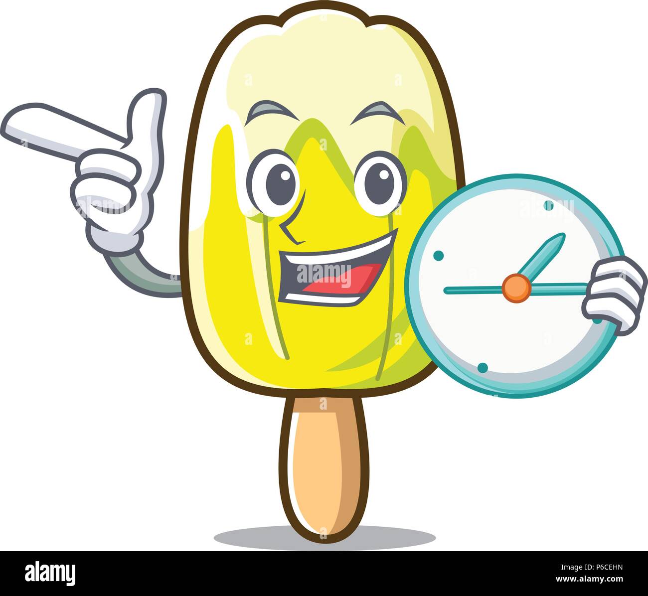 With clock lemon ice cream character cartoon Stock Vector Image & Art ...