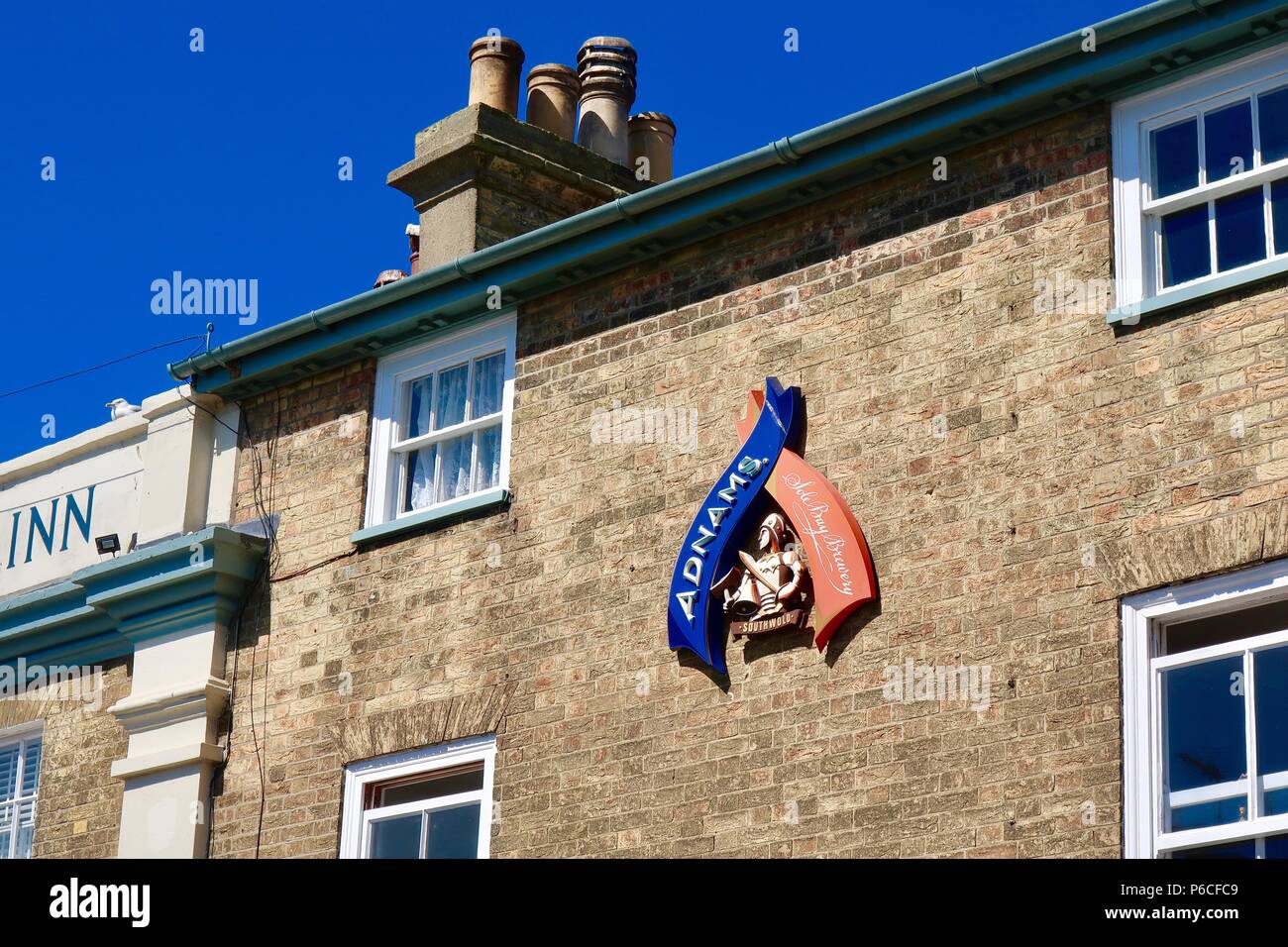 Adnams sign at the Sole Bay Inn, Southwold, Suffolk. June 2018 Stock ...