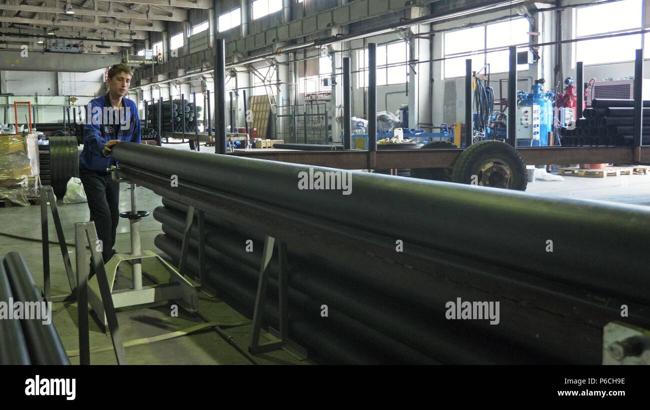 RUSSIA, ANGARSK - JUNE 8, 2018: Sawmill circular saw machine ...