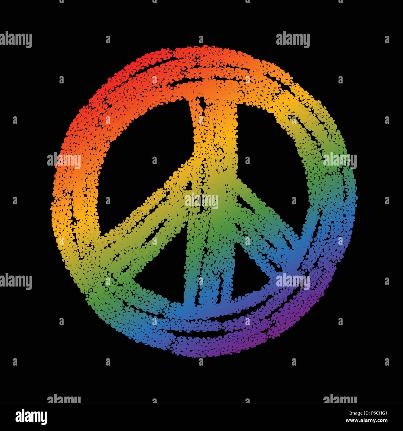 Rainbow colored peace symbol graffiti. Vector graphic on separated ...