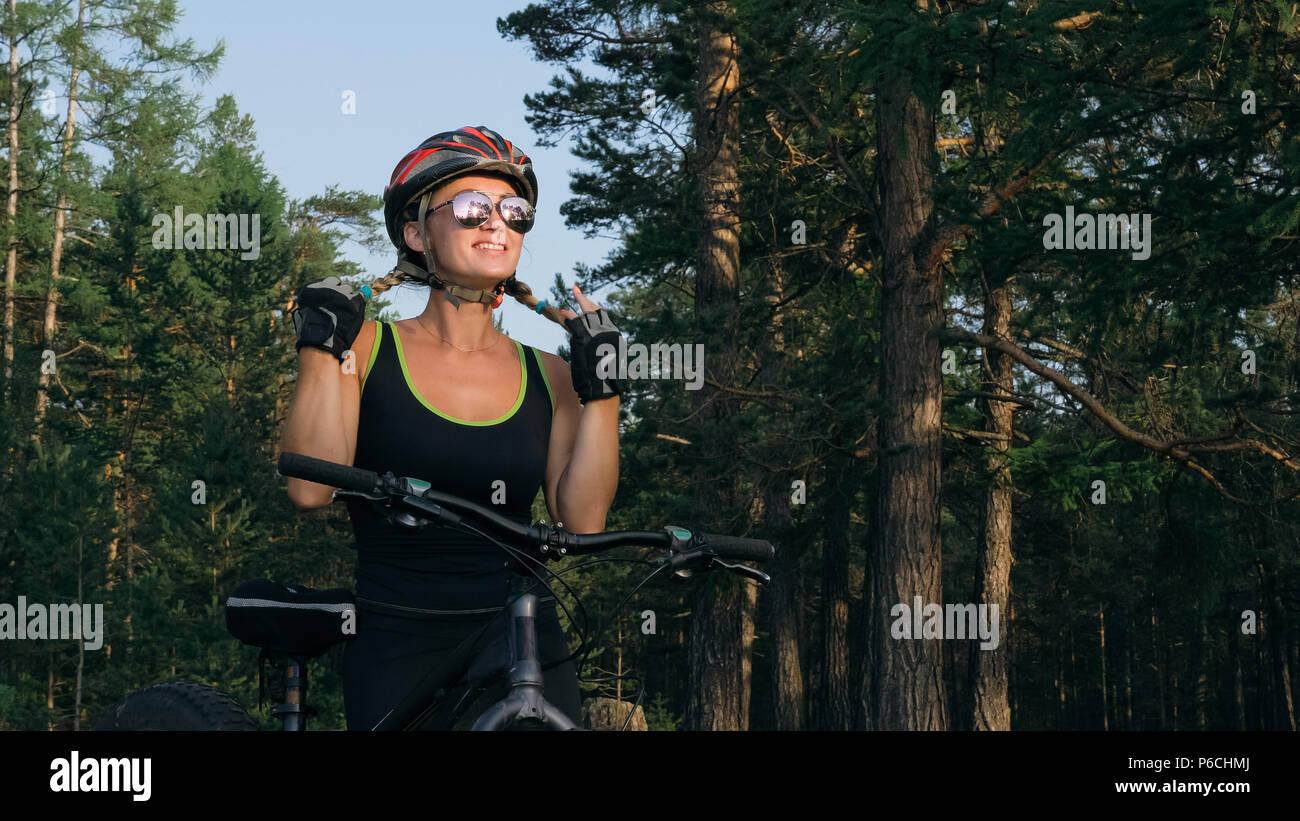 Fat bike also called fatbike or fat-tire bike in summer riding in the ...