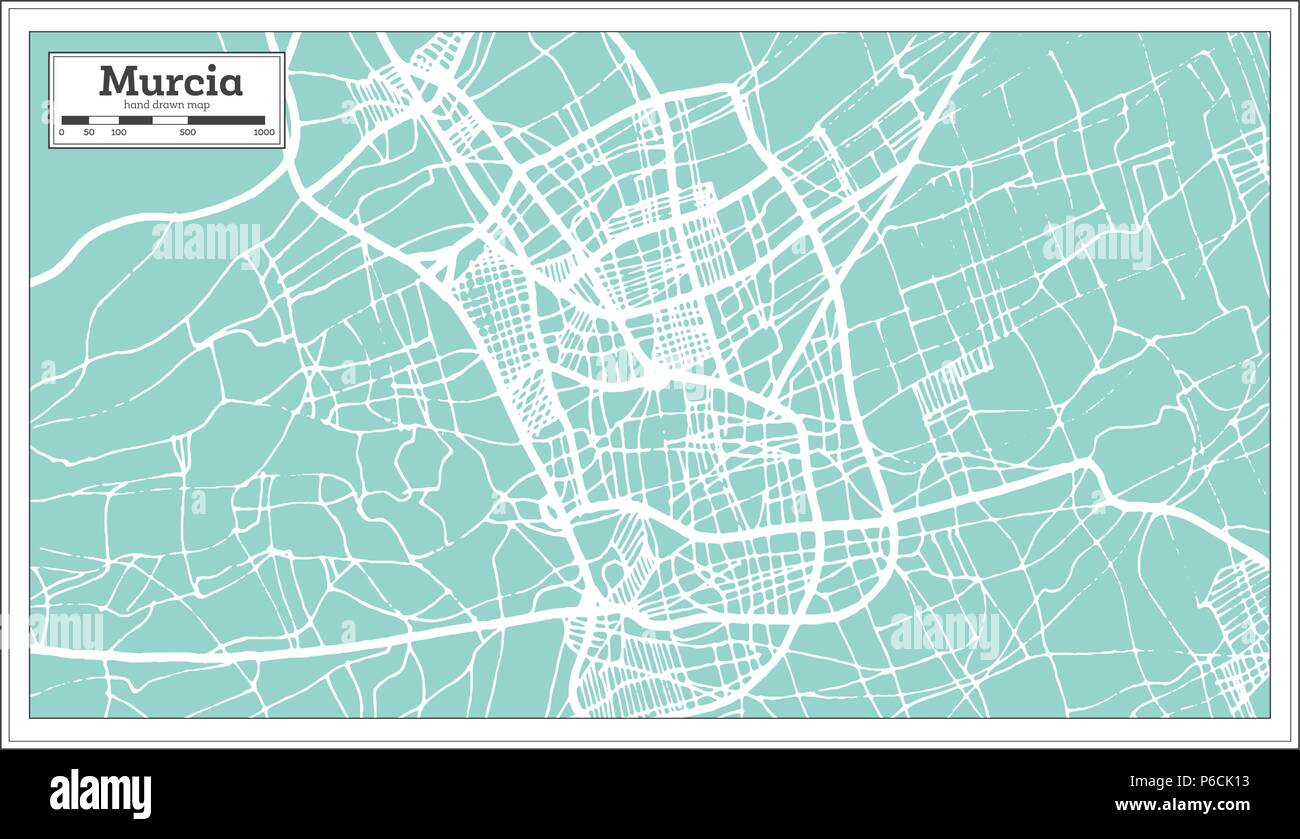 Murcia Spain City Map in Retro Style. Outline Map. Vector Illustration ...