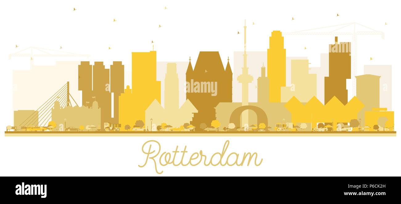 Rotterdam Netherlands skyline Golden silhouette. Vector illustration ...
