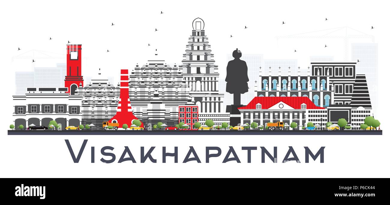 Visakhapatnam Skyline with Gray Buildings Isolated on White. Vector ...