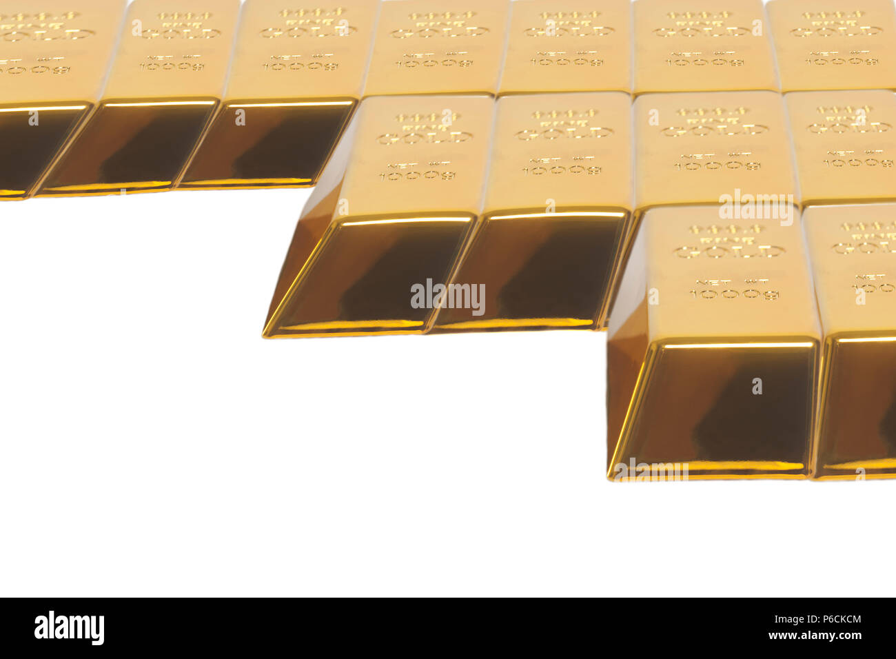 Stacked bars of gold bullion.Financial concept .Isolated on White ...