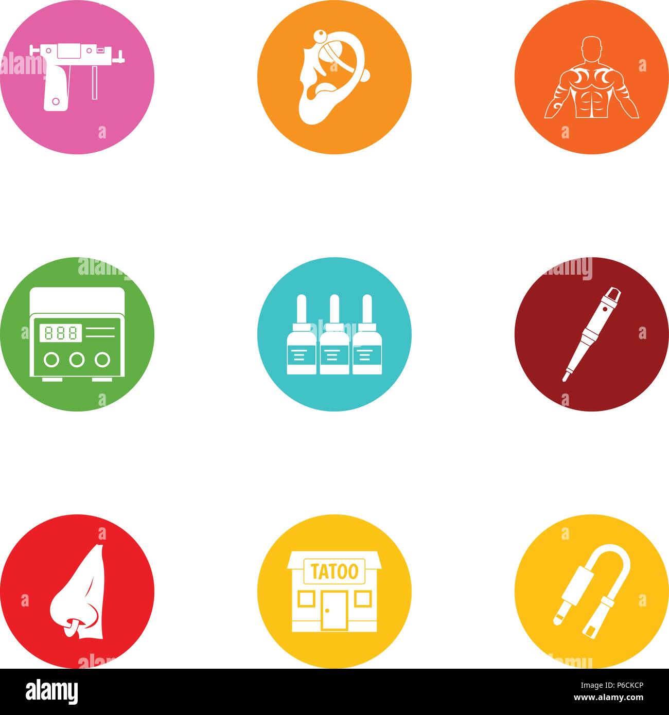 Tattoo center icons set, flat style Stock Vector Image & Art - Alamy