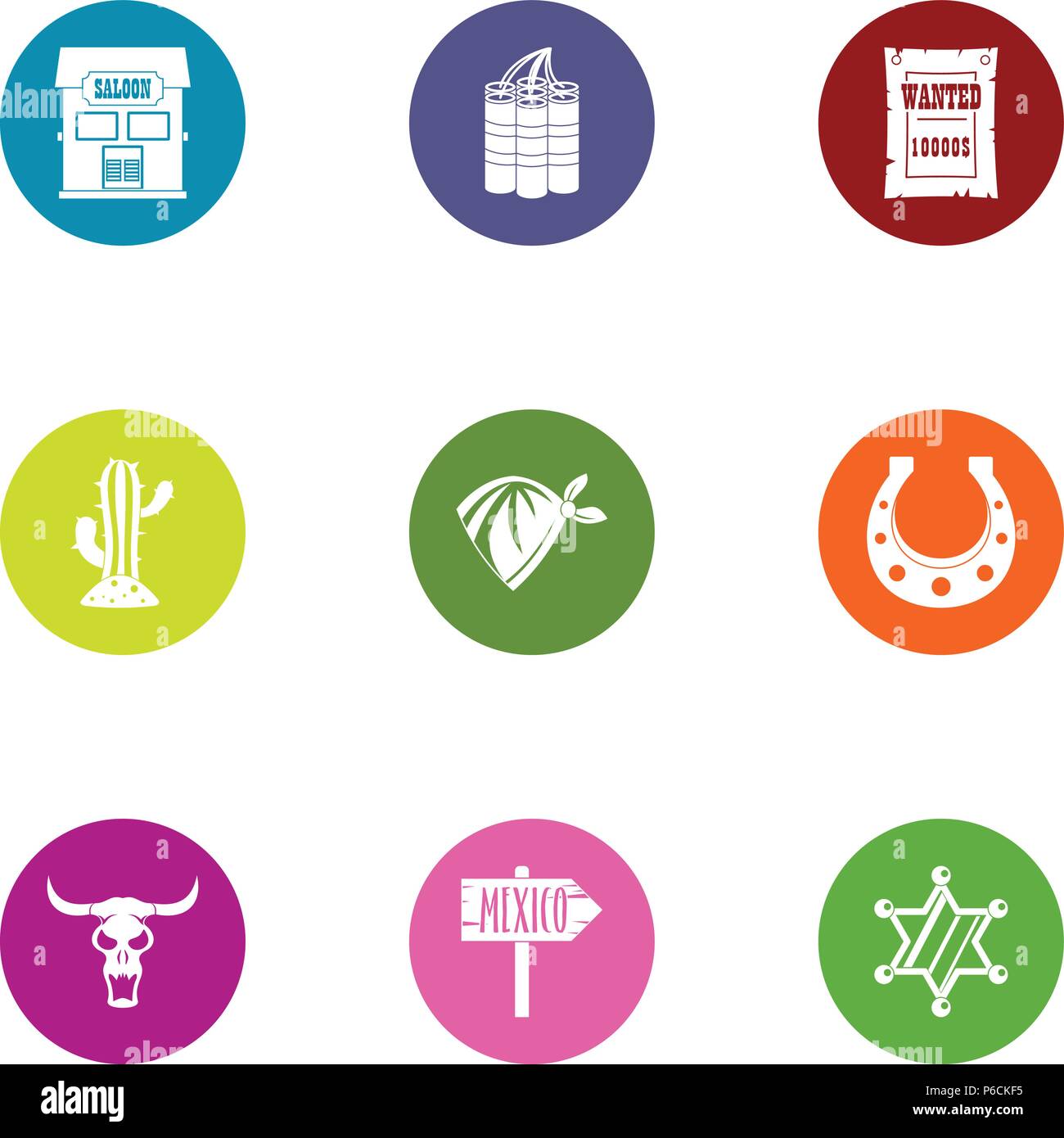 Mexican border icons set, flat style Stock Vector Image & Art - Alamy