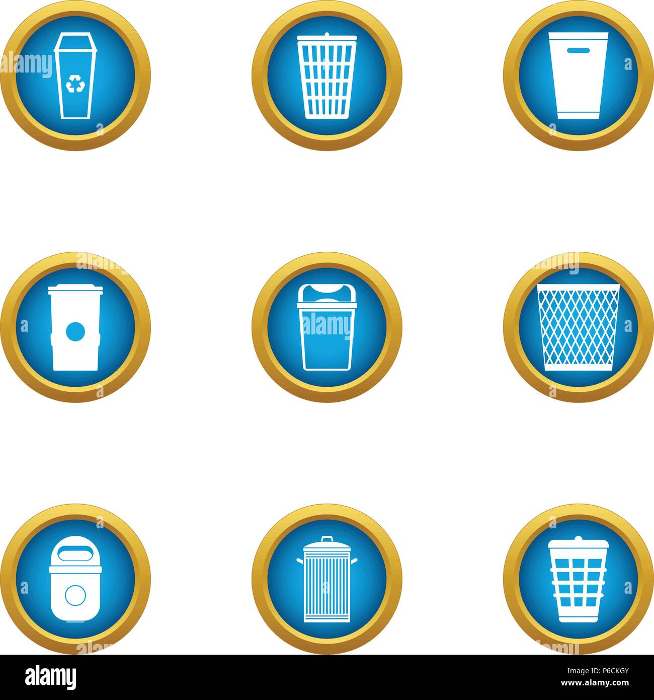 Dustbin icons set, flat style Stock Vector Image & Art - Alamy