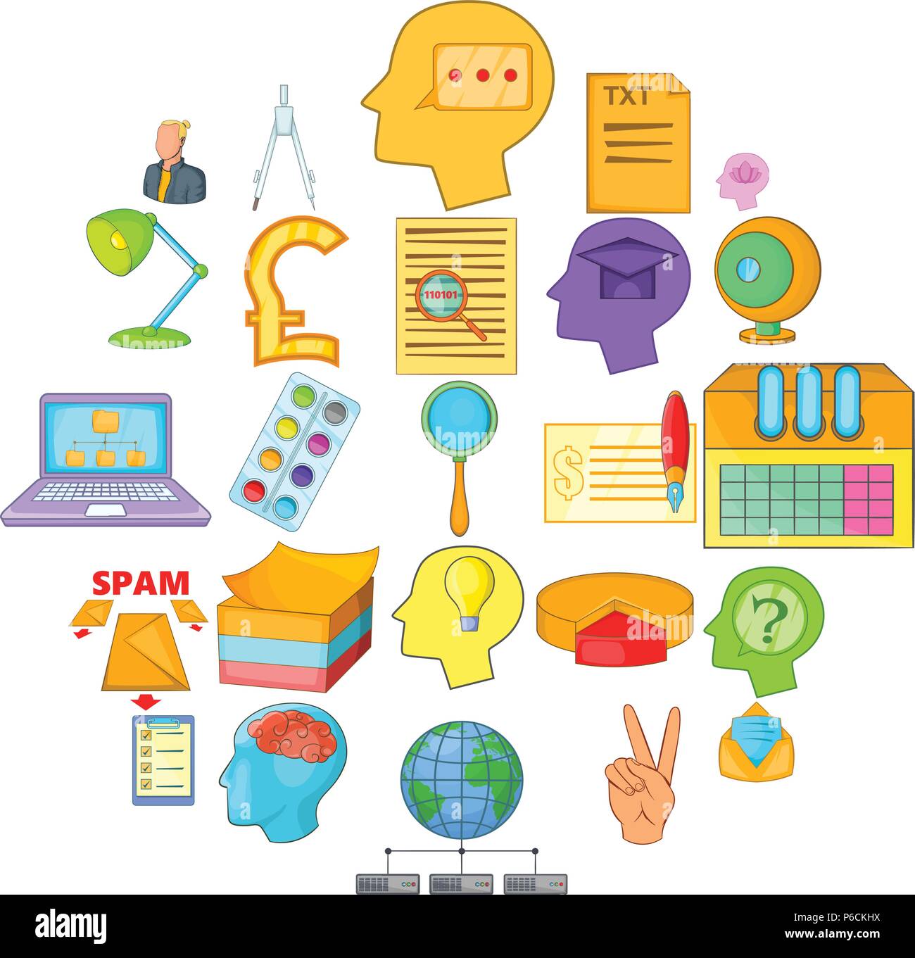 Creative marketing icons set, cartoon style Stock Vector Image & Art ...