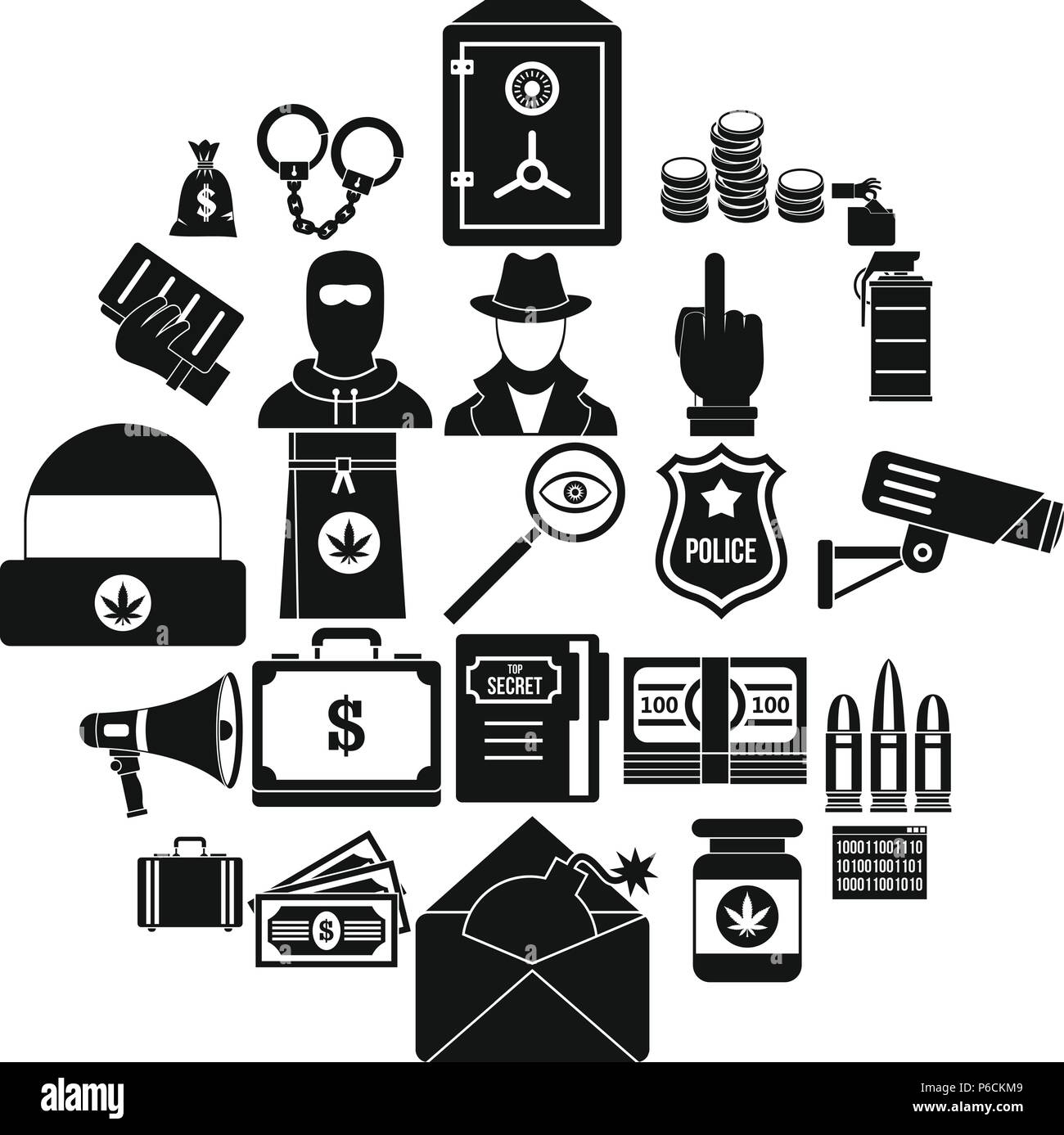 Criminal offence icons set, simple style Stock Vector Image & Art - Alamy