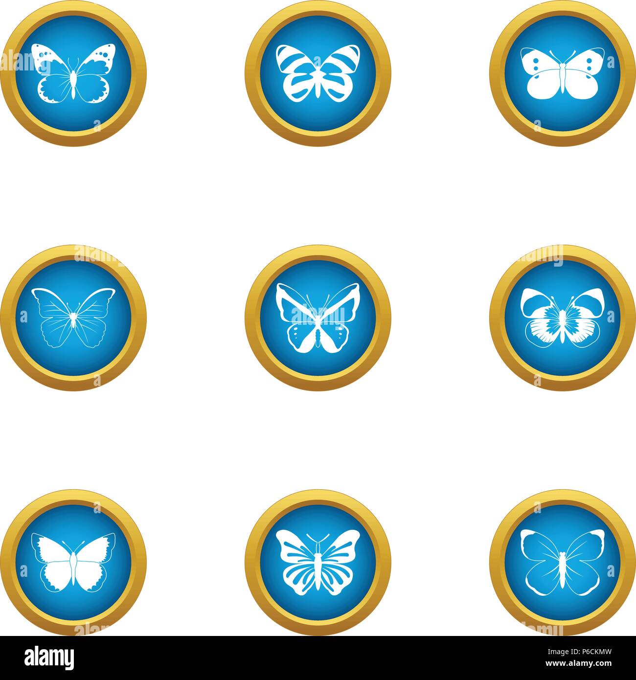 Wave butterfly icons set, flat style Stock Vector Image & Art - Alamy