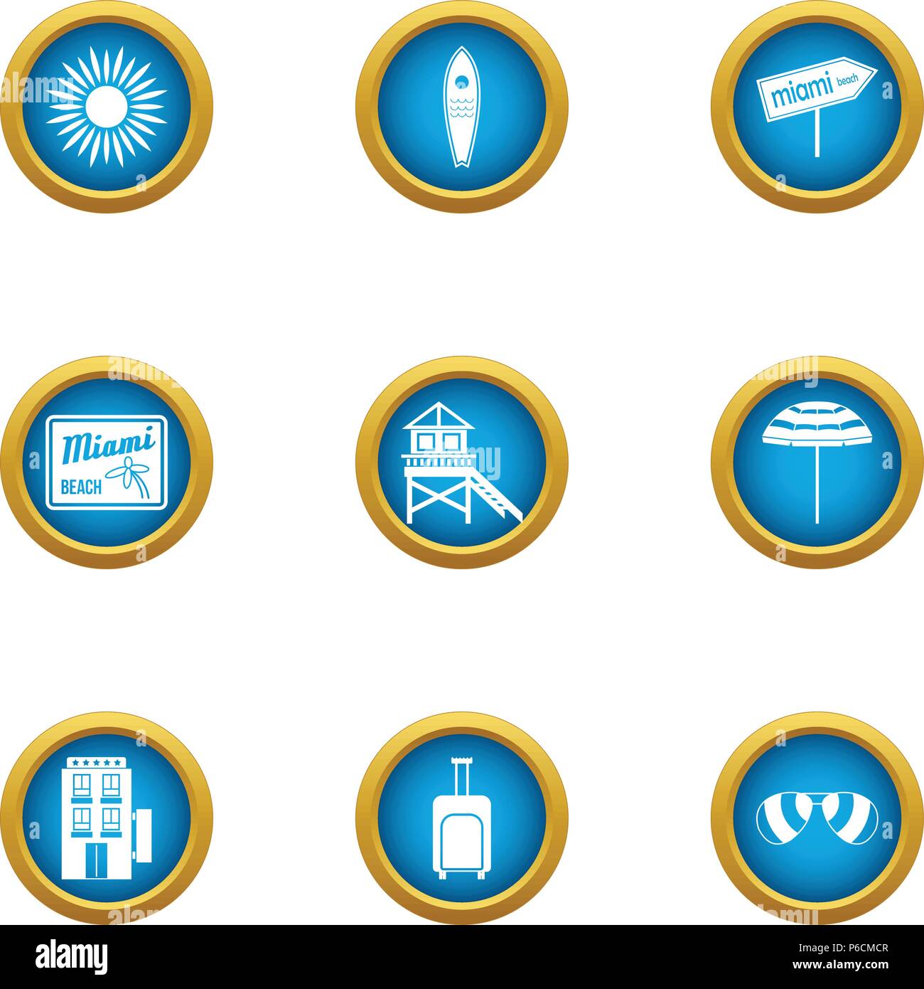 Miami icons set, flat style Stock Vector Image & Art - Alamy
