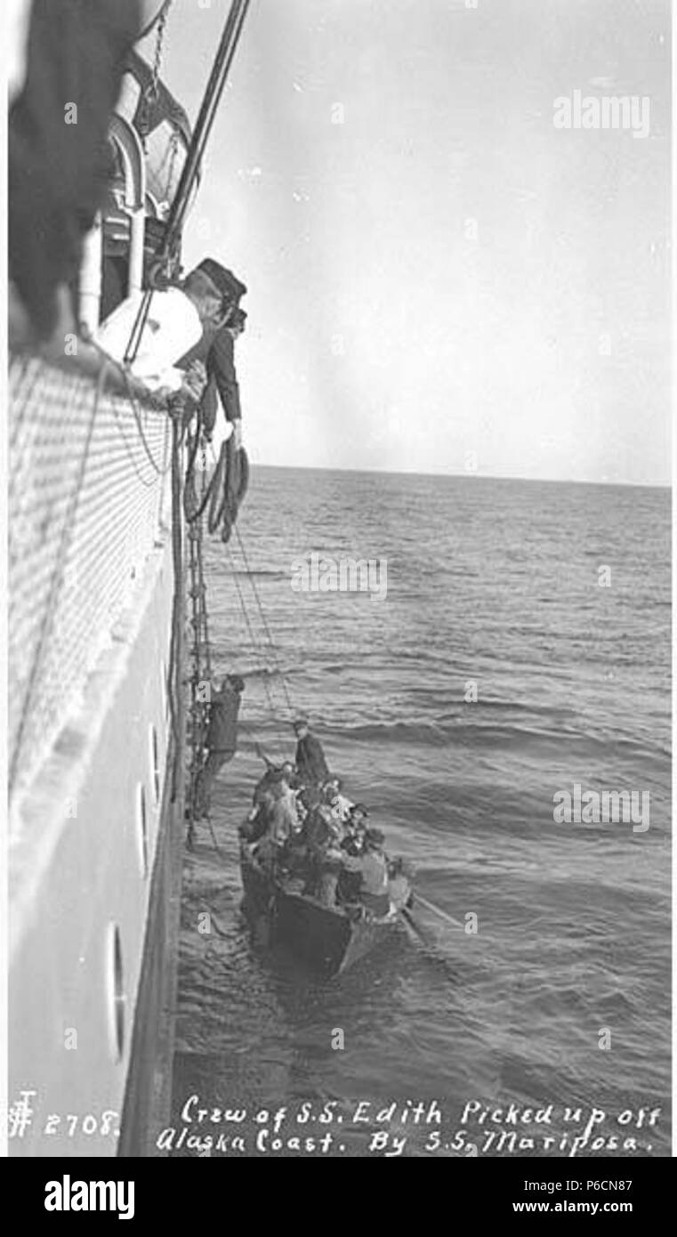 . English: Crew of the steamship EDITH boarding the MARIPOSA after ...