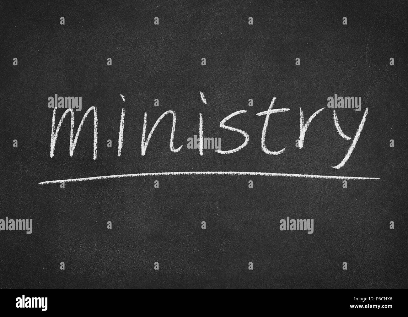 ministry concept word on a blackboard background Stock Photo - Alamy