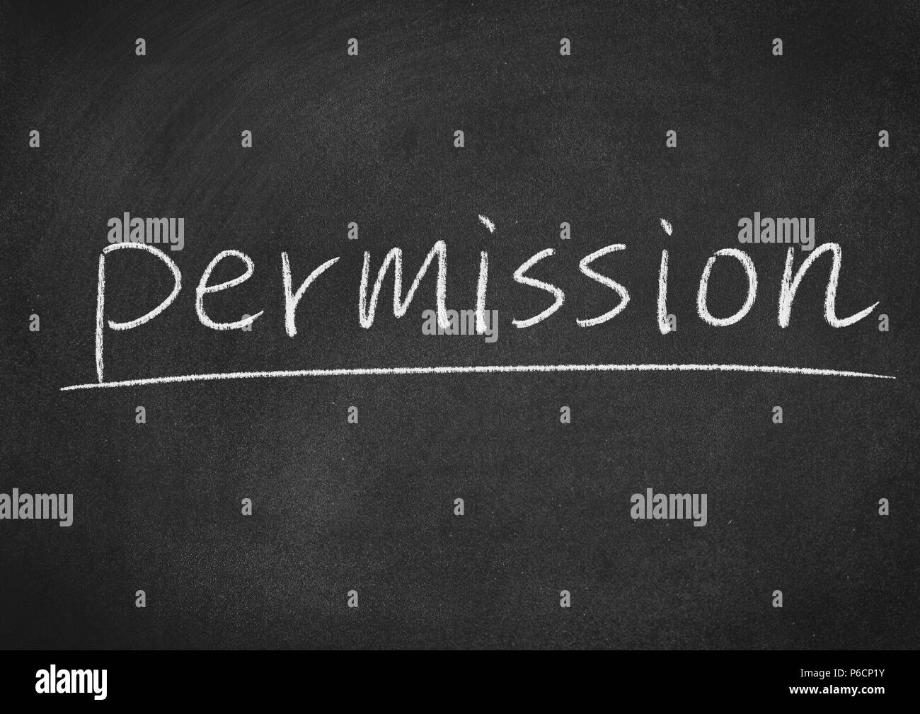 permission concept word on a blackboard background Stock Photo - Alamy