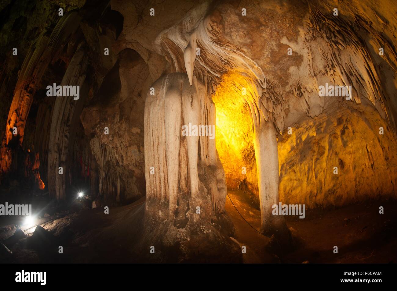 The colorful limestone formations at Khao Bin Cave in Thailand Stock ...