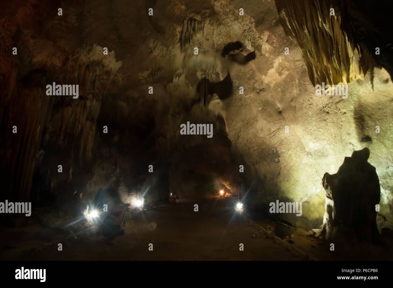 The colorful limestone formations at Khao Bin Cave in Thailand Stock ...
