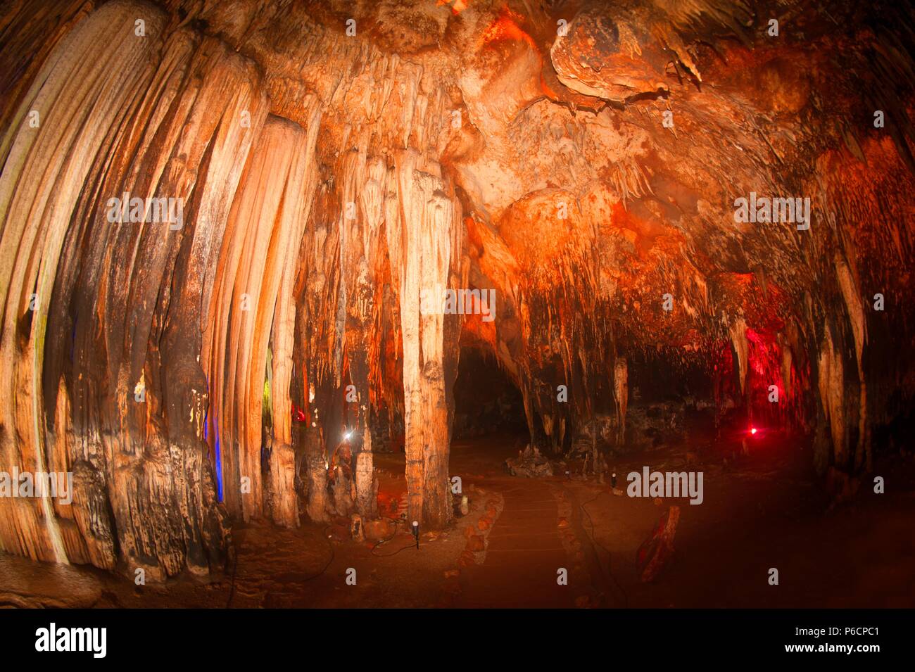 The colorful limestone formations at Khao Bin Cave in Thailand Stock ...