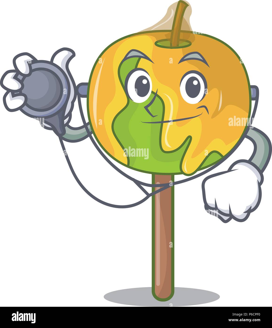 Doctor red apple cartoon mascot, character cute vector illustration ...