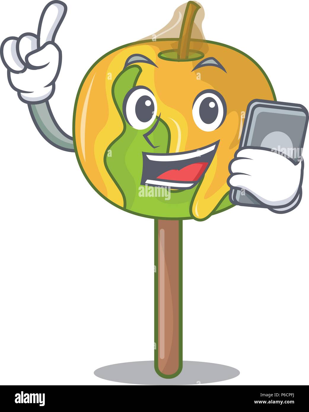 With phone candy apple character cartoon Stock Vector Image & Art - Alamy