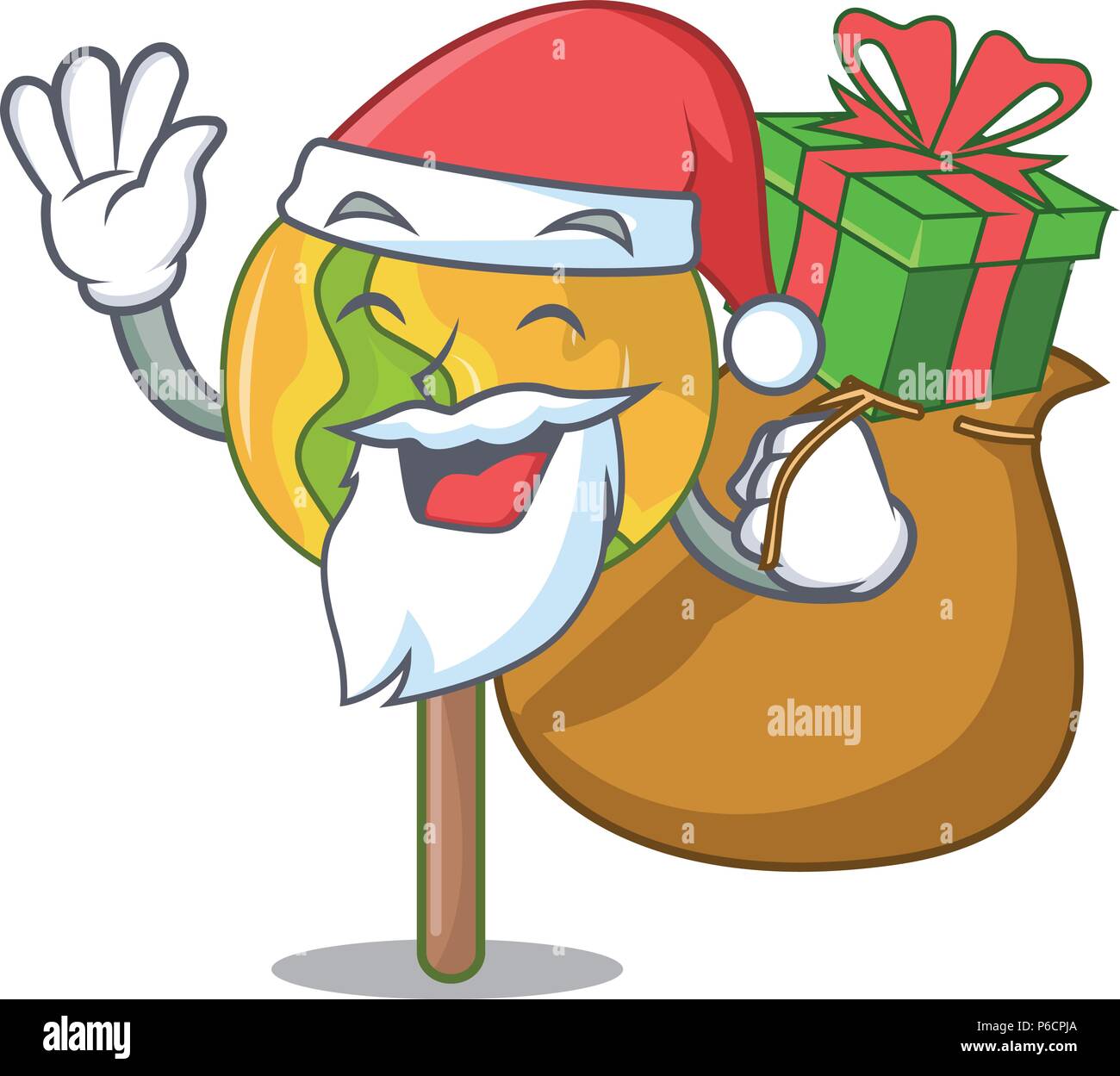 Santa with gift candy apple mascot cartoon Stock Vector Image & Art - Alamy