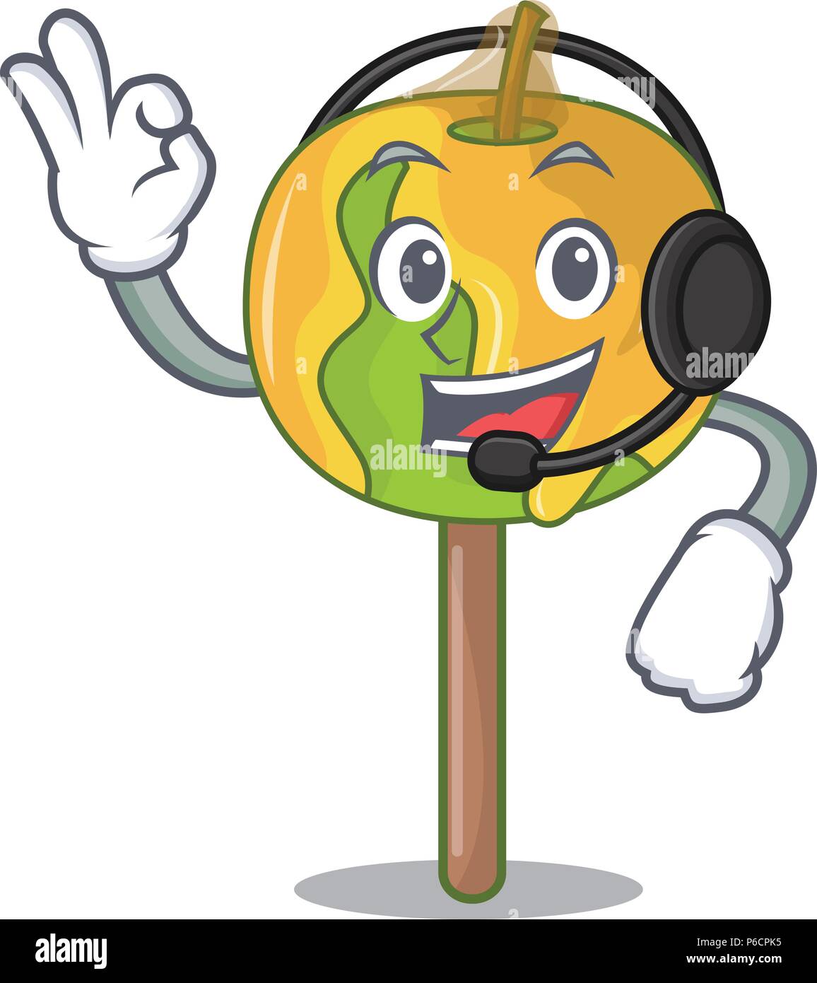 With headphone candy apple mascot cartoon Stock Vector Image & Art - Alamy
