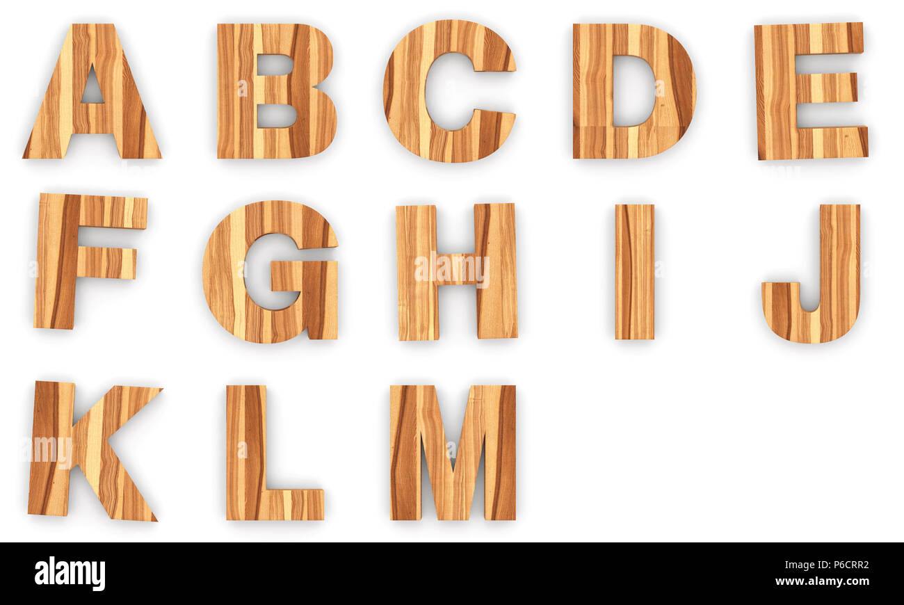 Wooden alphabet letters isolated on white background Stock Photo - Alamy