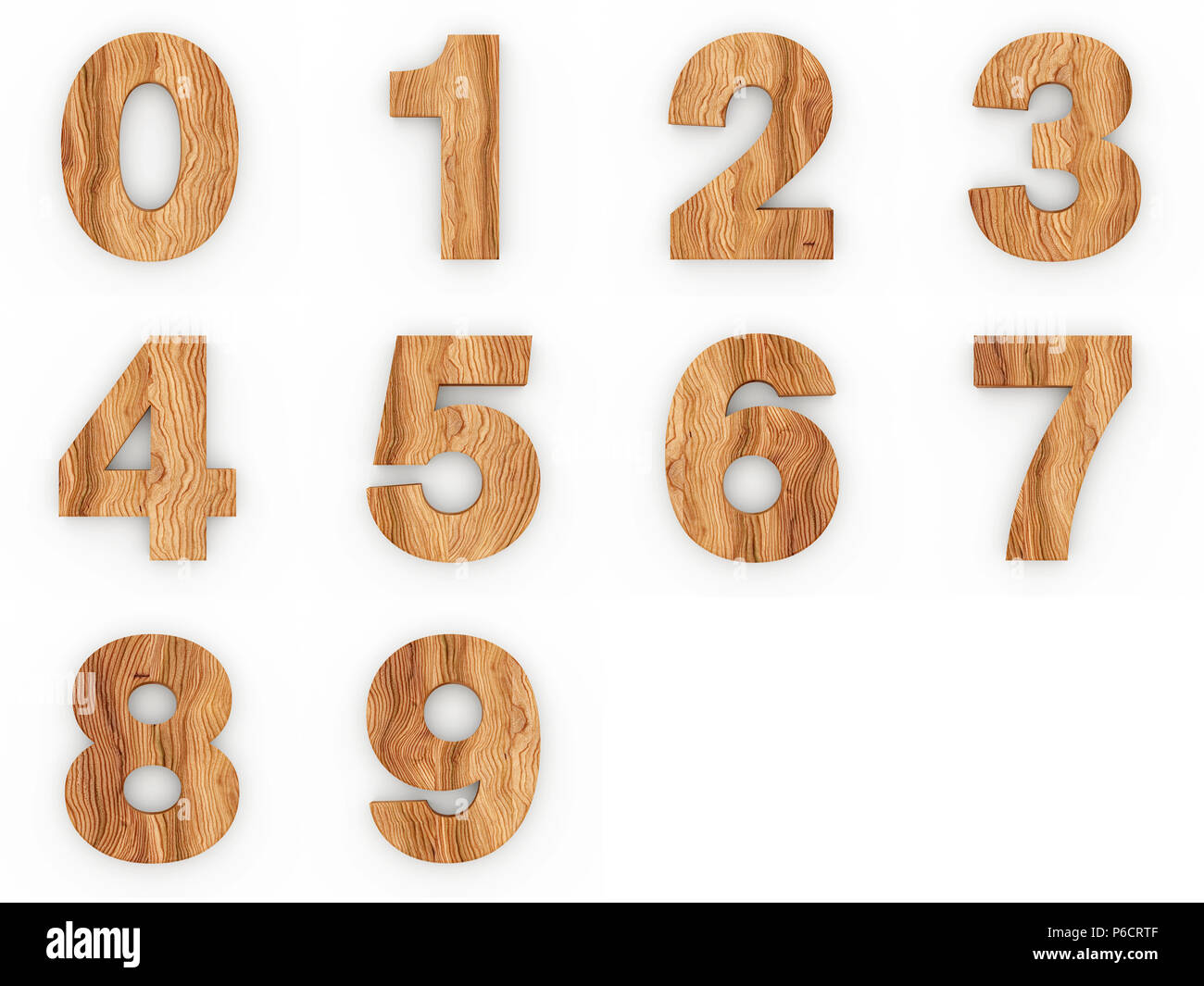 Wooden numbers isolated on white background Stock Photo - Alamy