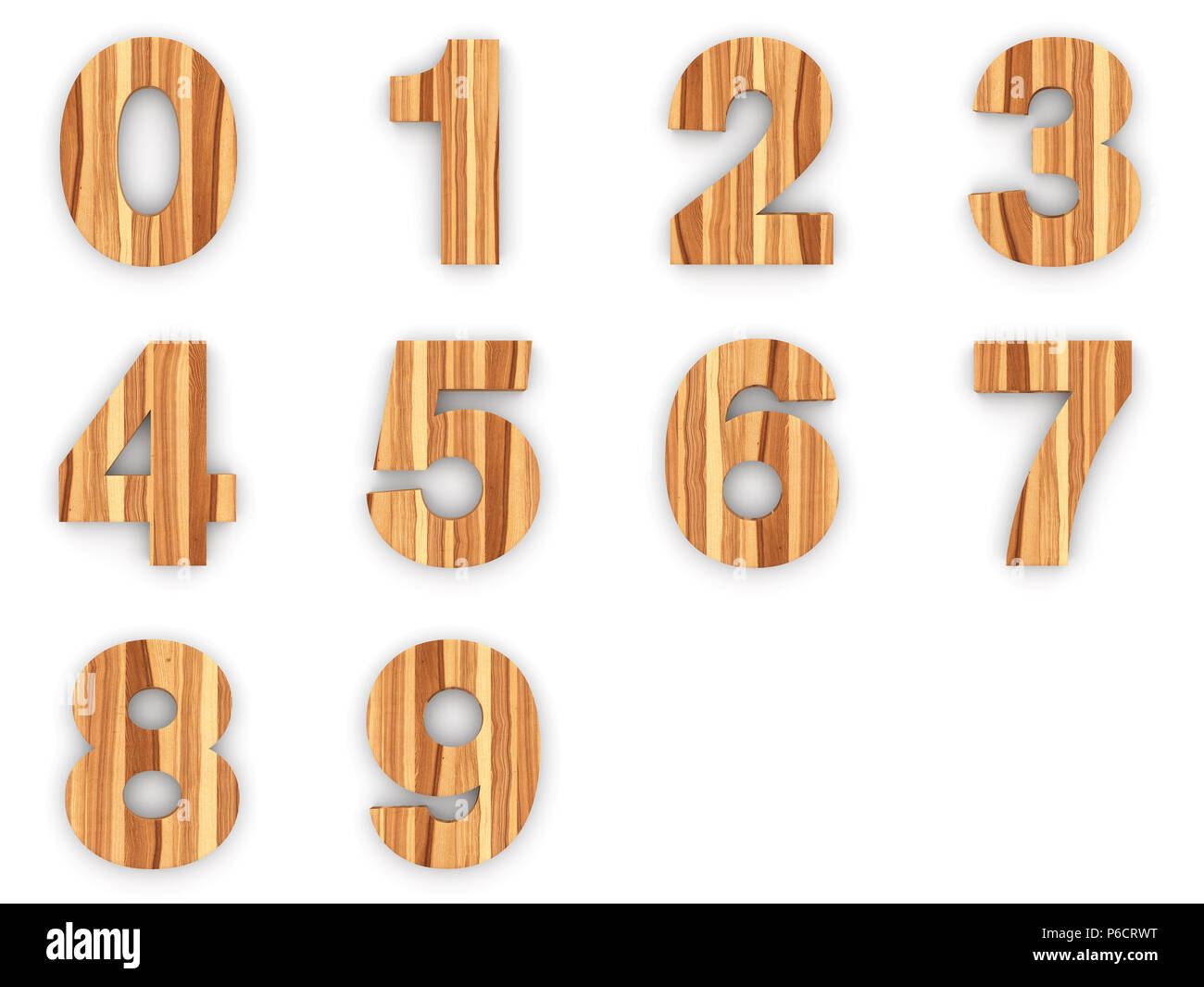 Wooden numbers isolated on white background Stock Photo - Alamy