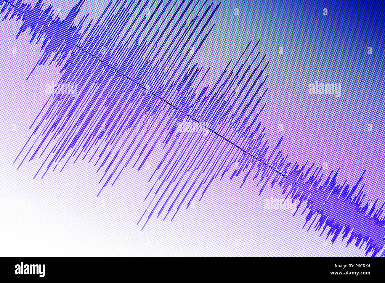 Audio sound wave studio editing computer program screen showings sounds ...