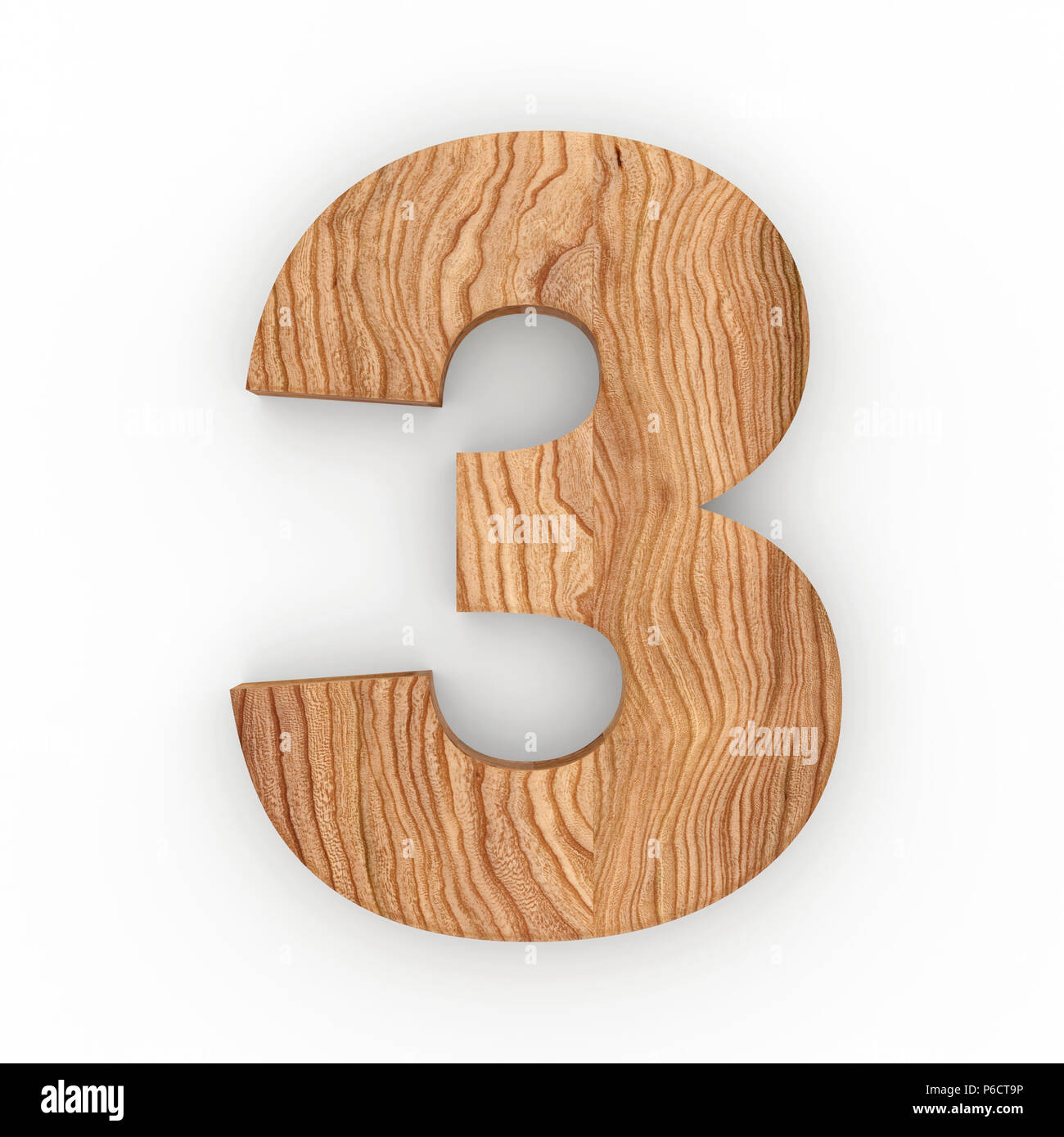 Wooden number 3 isolated on white background Stock Photo - Alamy