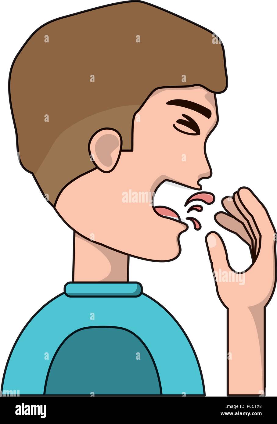 man with tuberculosis icon over white background, vector illustration ...