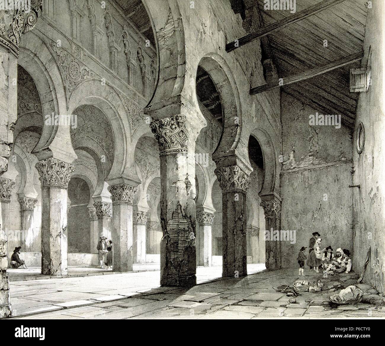 TOLEDO. SINAGOGA DE SANTA MARIA LA BLANCA. DIBUJO DE GENARO PEREZ ...