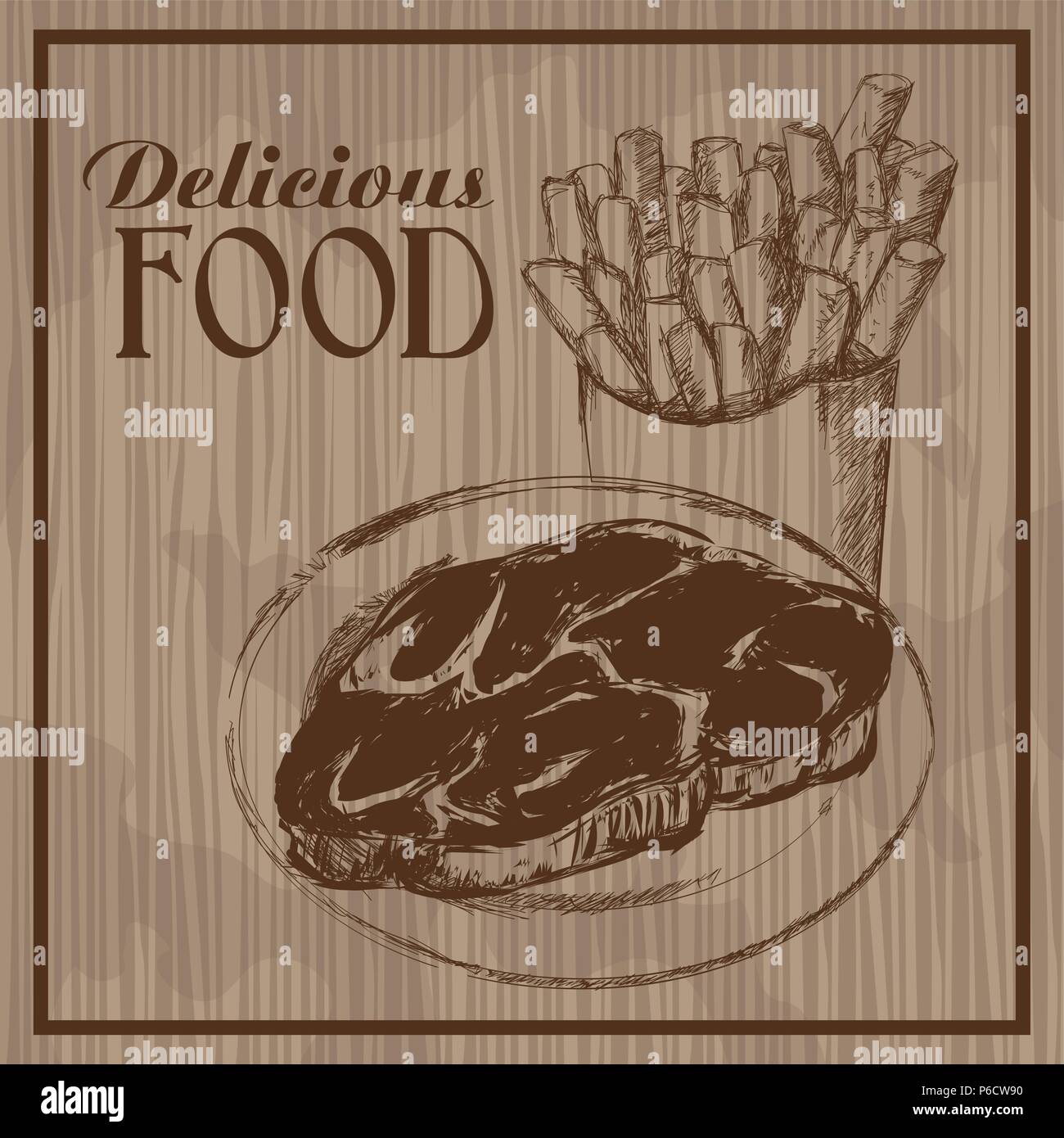 Delicious food hand drawn vintage poster vector illustration graphic ...