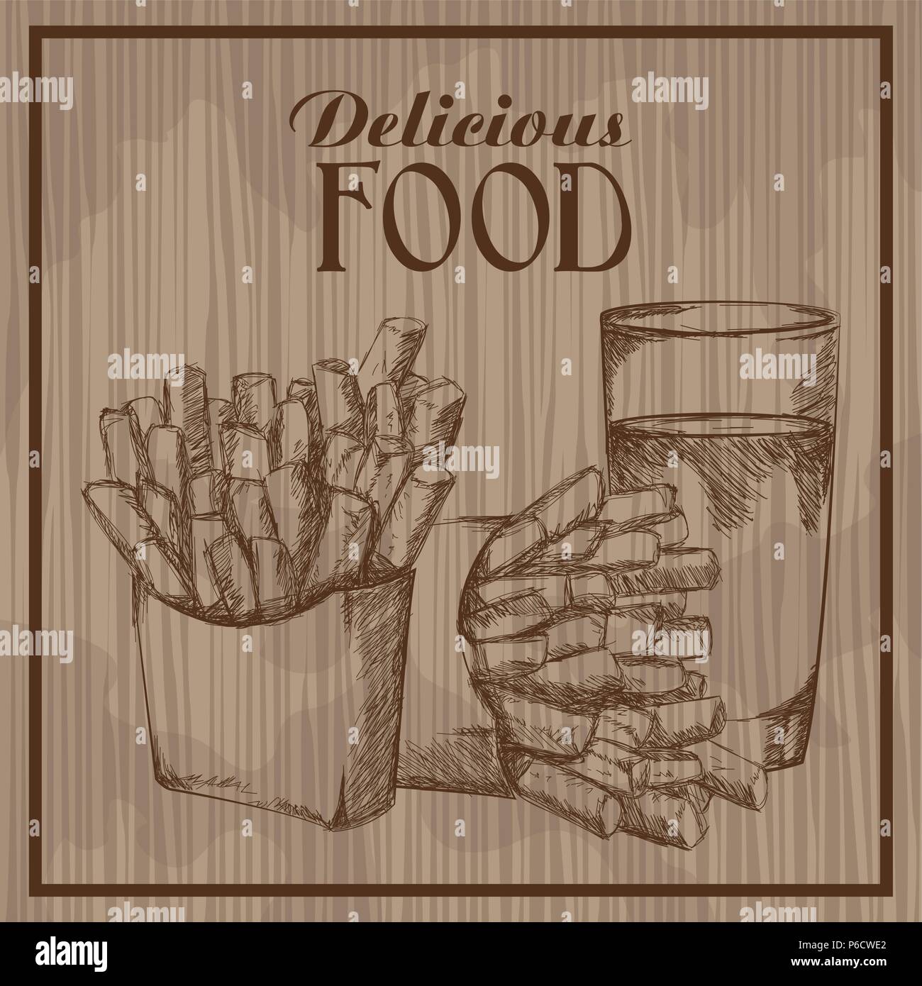 Delicious food hand drawn vintage poster vector illustration graphic ...