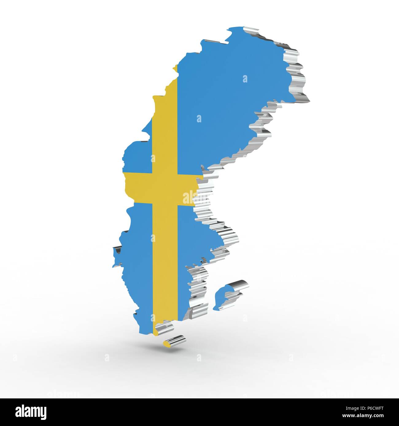 Europe 3D map of sweden isolated on white background Stock Photo - Alamy