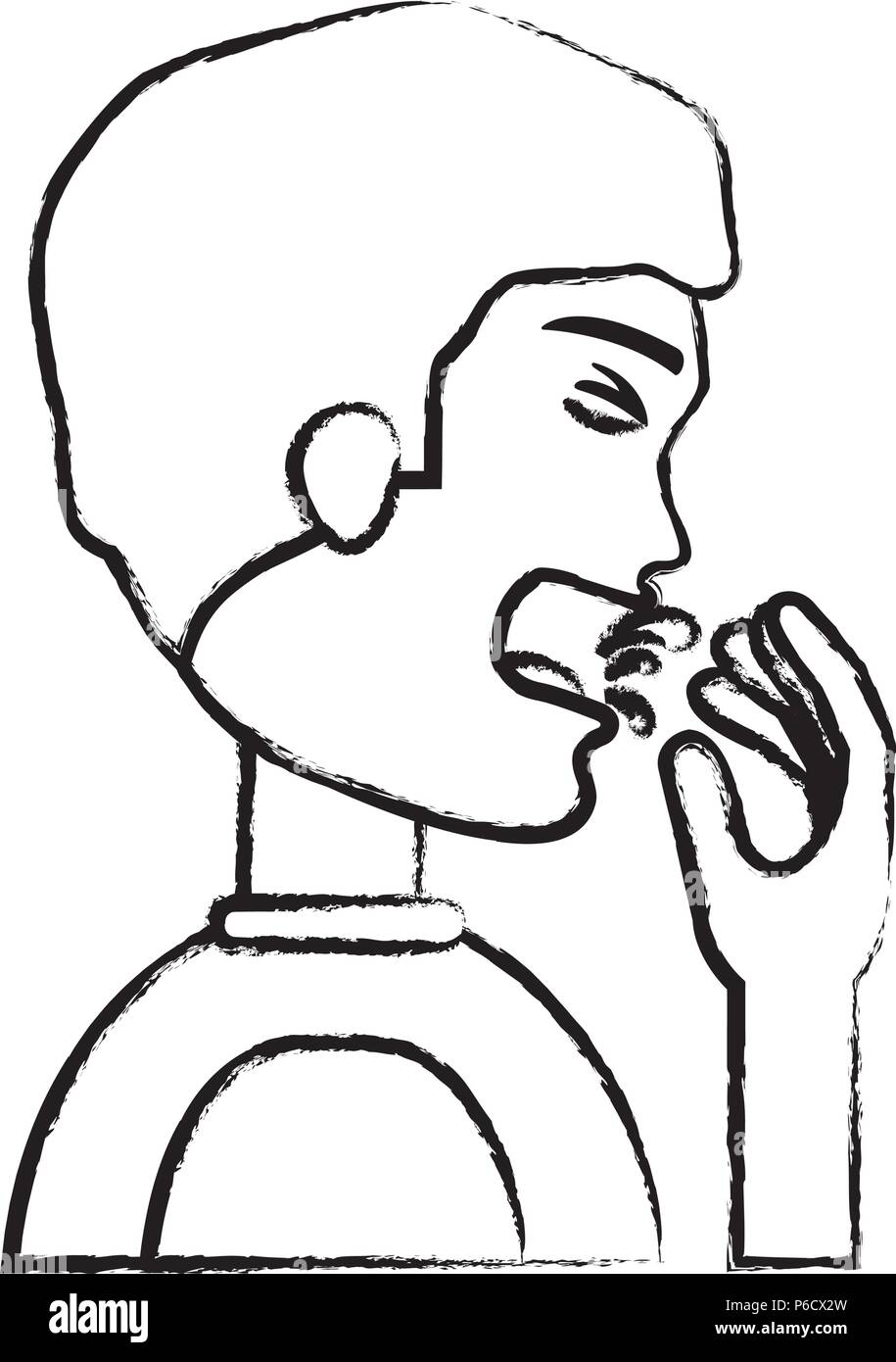 man with tuberculosis icon over white background, vector illustration ...