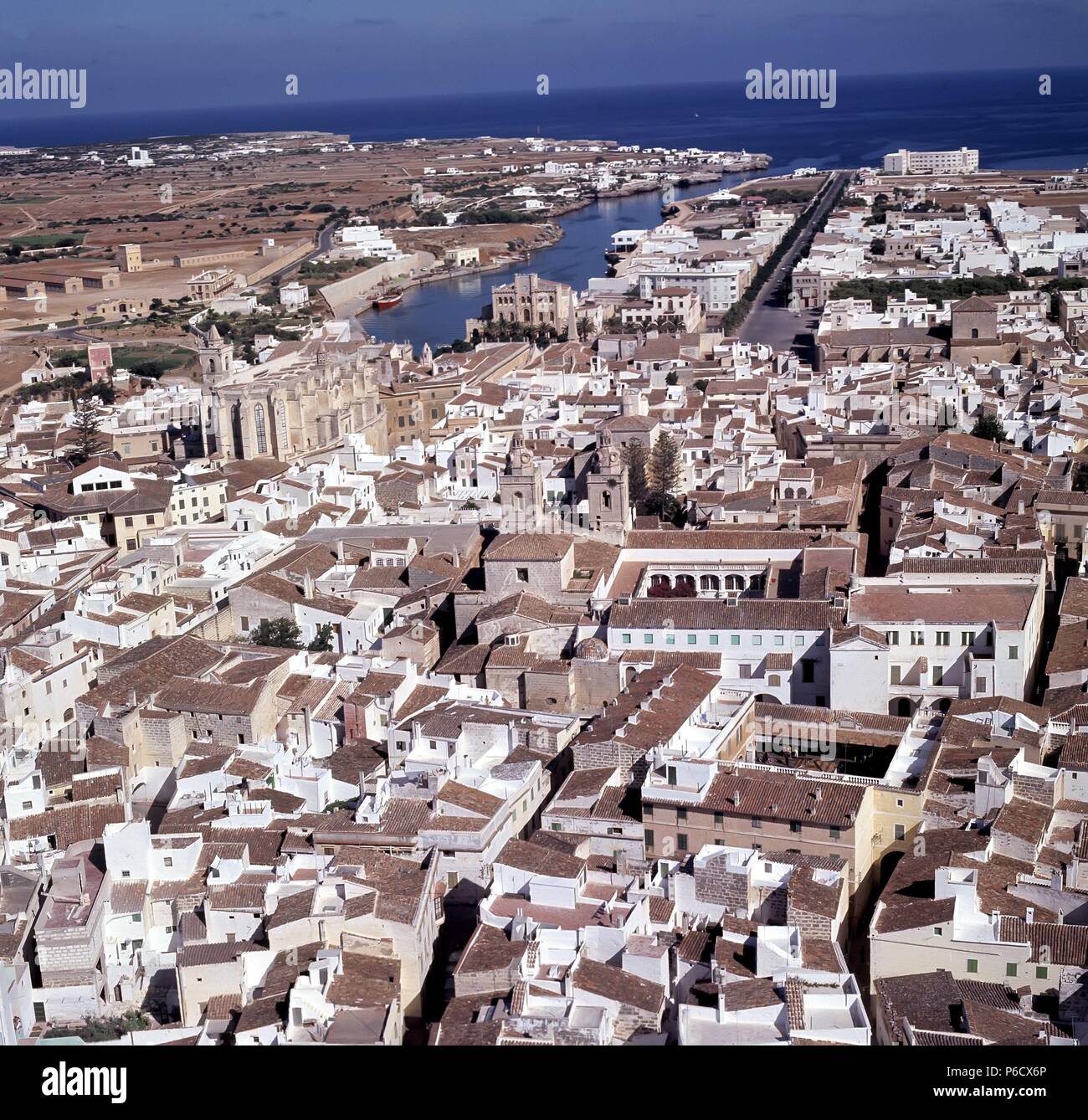 ISLAS BALEARES. MENORCA. CIUDADELA. FOTO AEREA DEL AÑO 1968 Stock Photo ...