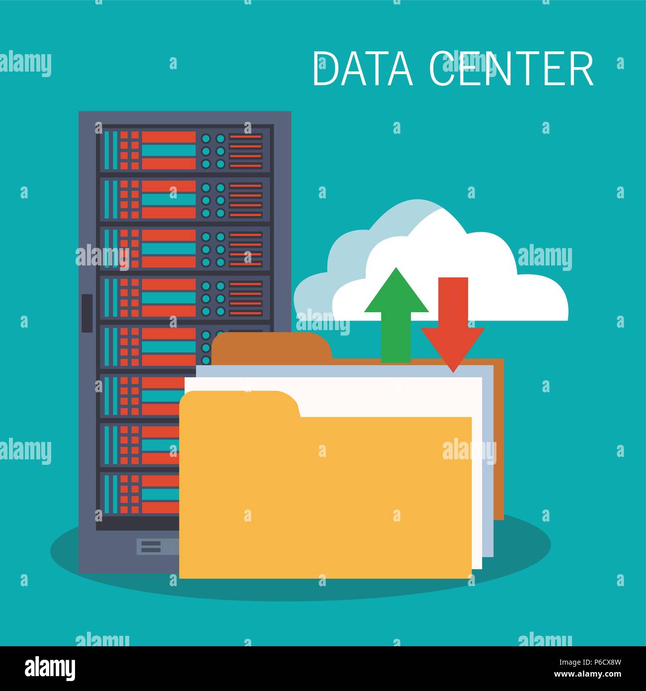 Data center server and folder vector illustration graphic design Stock ...