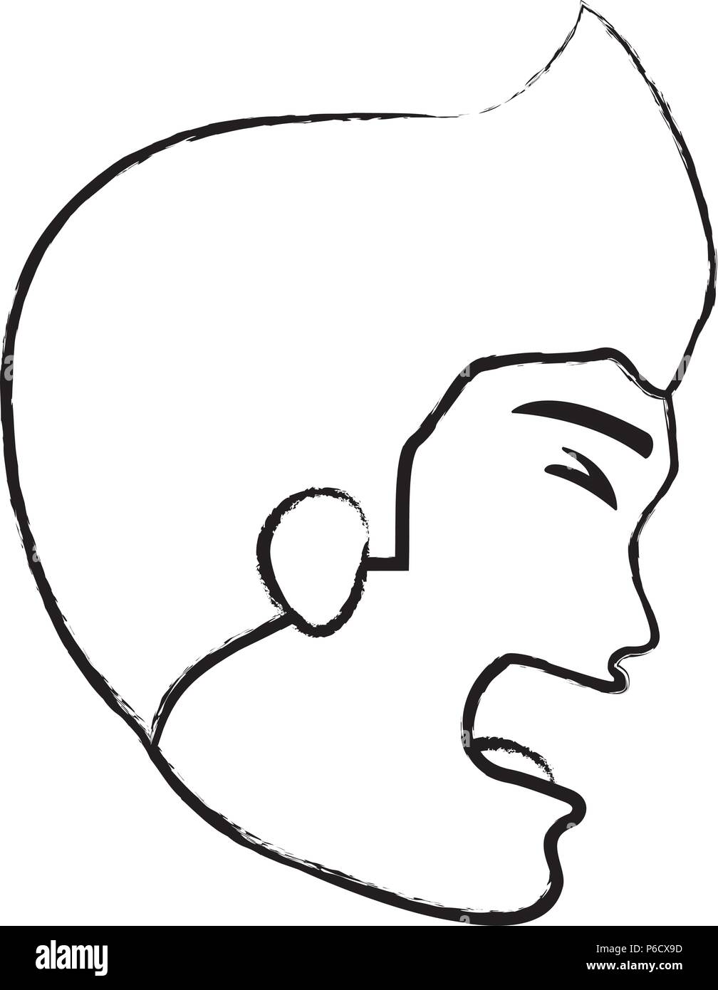 Profile head human sad image hi-res stock photography and images - Alamy