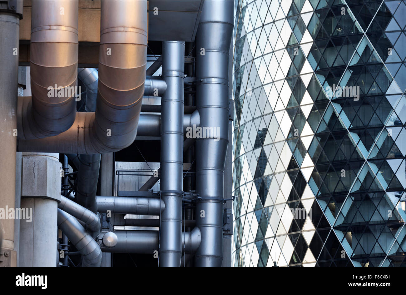 Lloyd's and the Gherkin, London, UK. Architect: Norman Foster, Ken ...