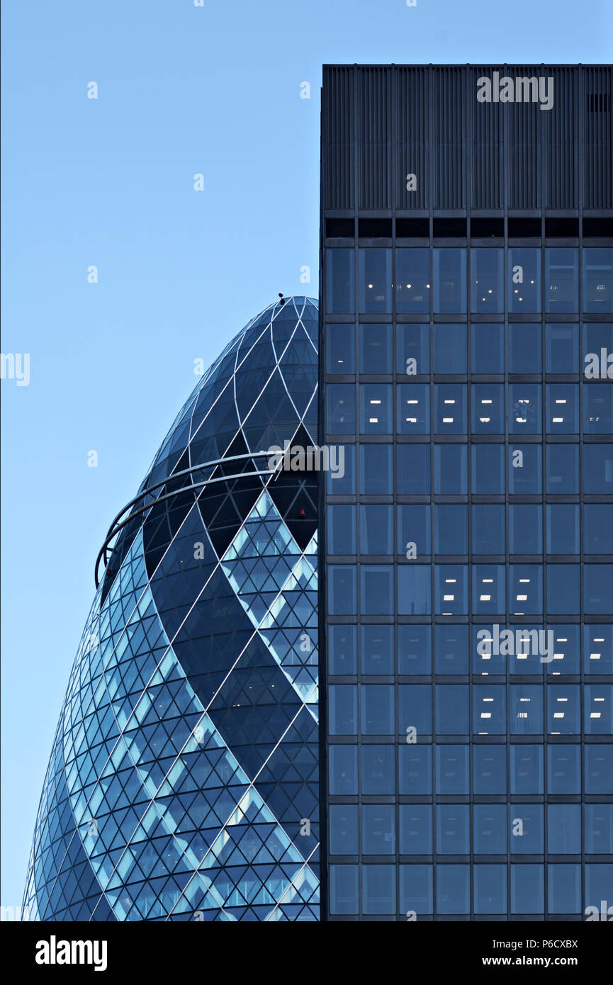 30 St Mary Axe (Gherkin) and 1 Undershaft (Aviva building) London, UK ...