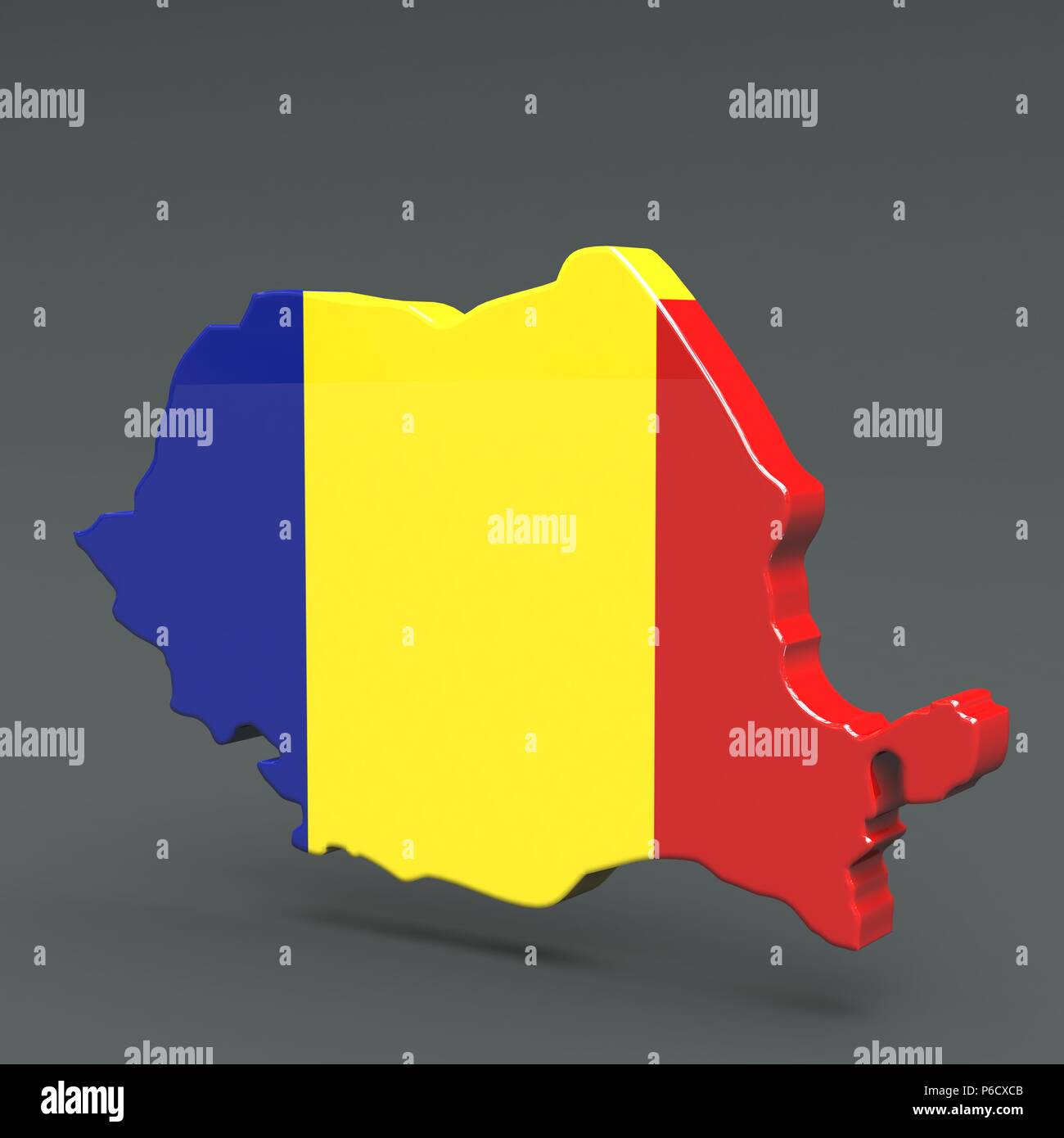Europe 3D map of romania isolated on dark background Stock Photo - Alamy