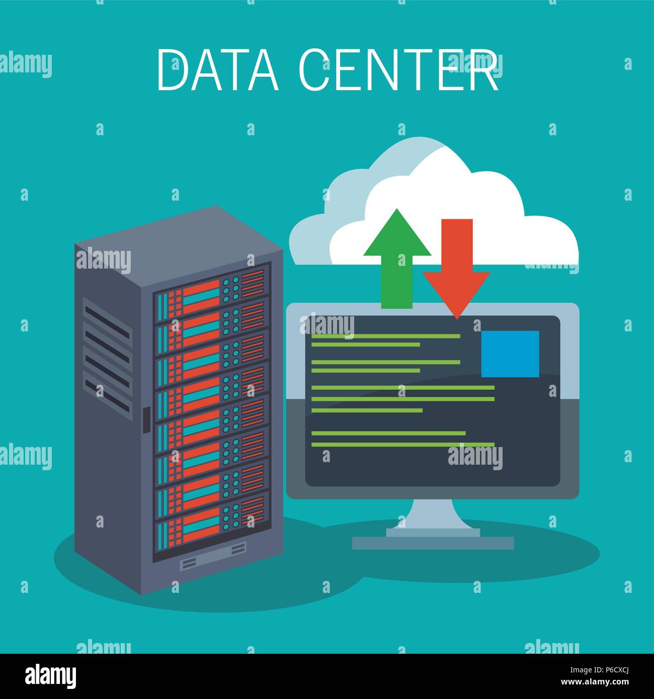 Data Center Storage And Cloud Computing Vector Illustration Graphic