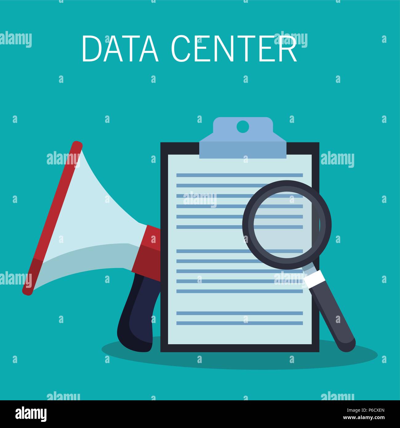 Data center technology clipboard and bullhorn vector illustration ...