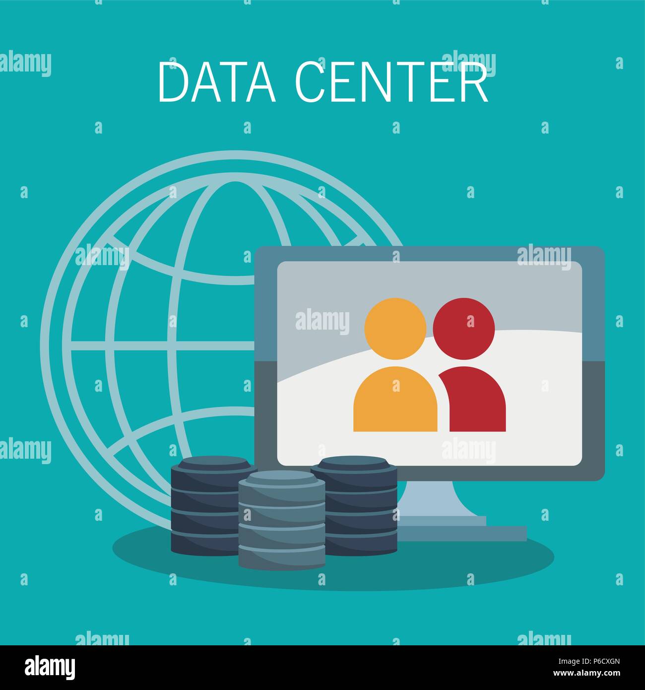 Data center technology computer and servers vector illustration graphic ...